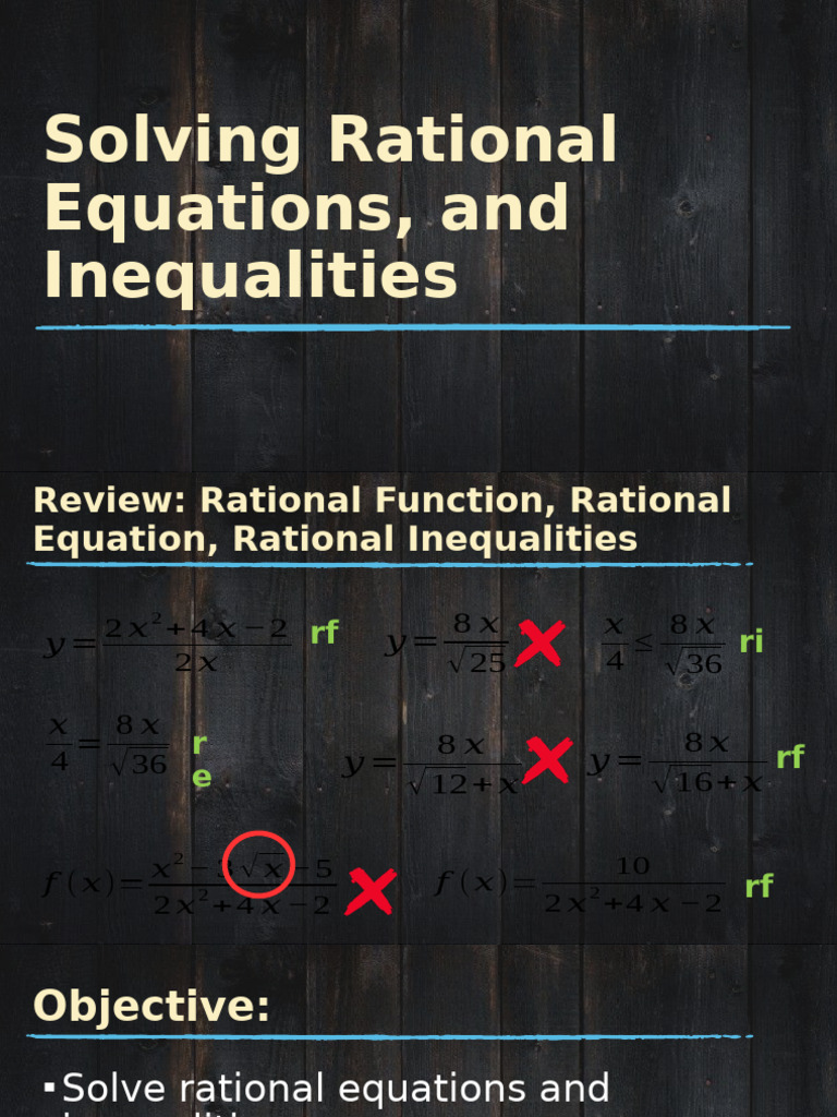 Solving Rational Equations & Inequalities | PDF | Equations ...