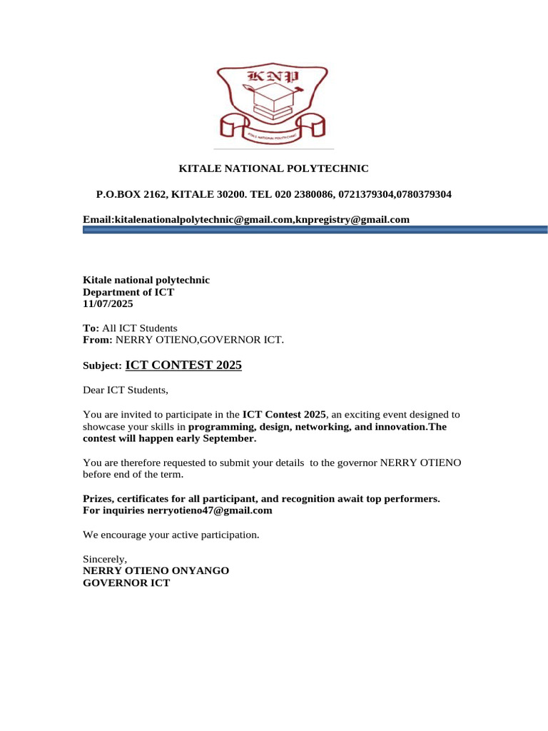 Contest Letter | PDF