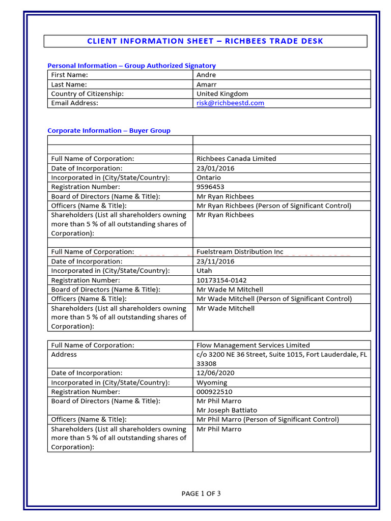 001 - RTD - RCL - Fs - Fms - Gca - Aa - Client Information Sheet Cis 01012025 | PDF | Zip Code ...