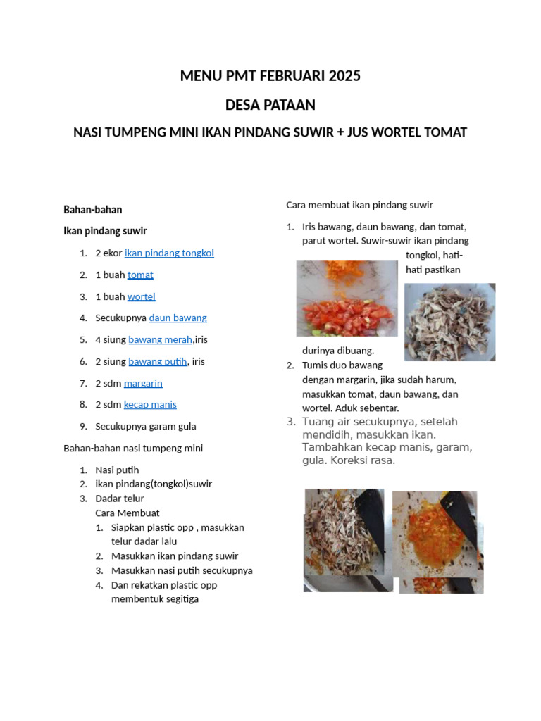 Menu PMT Februari 2025 | PDF