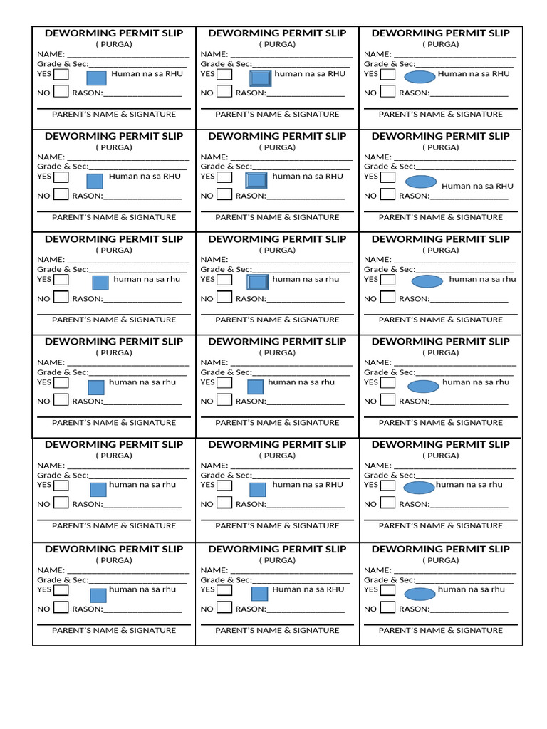 Deworming Permit Slip for Parents | PDF