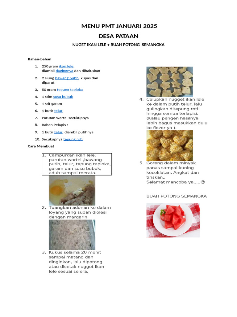 Menu PMT Januari 2025 | PDF