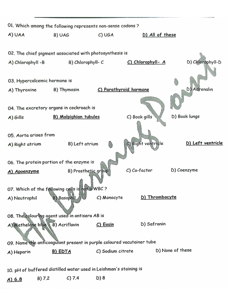 Laboratory Technician MCQ | PDF