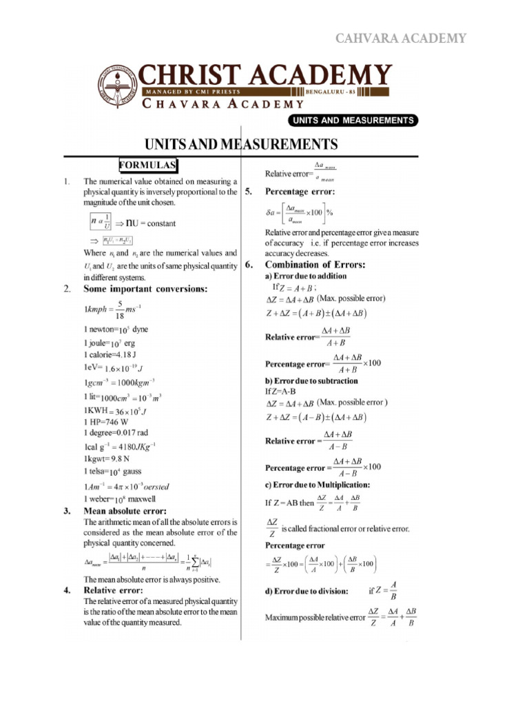 Physics Formula Book 1 | PDF
