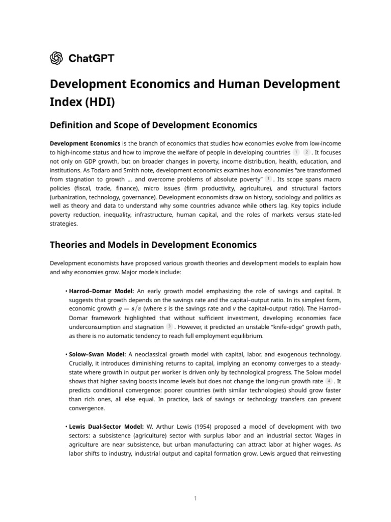 Development Economics and Human Development Index (HDI) | PDF | Human ...