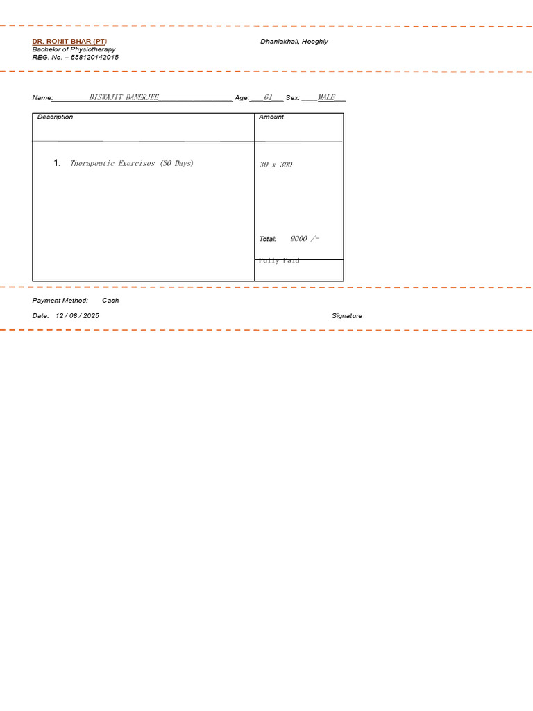 Biswajit Banerjee 61 Male: Dr. Ronit Bhar (PT | PDF