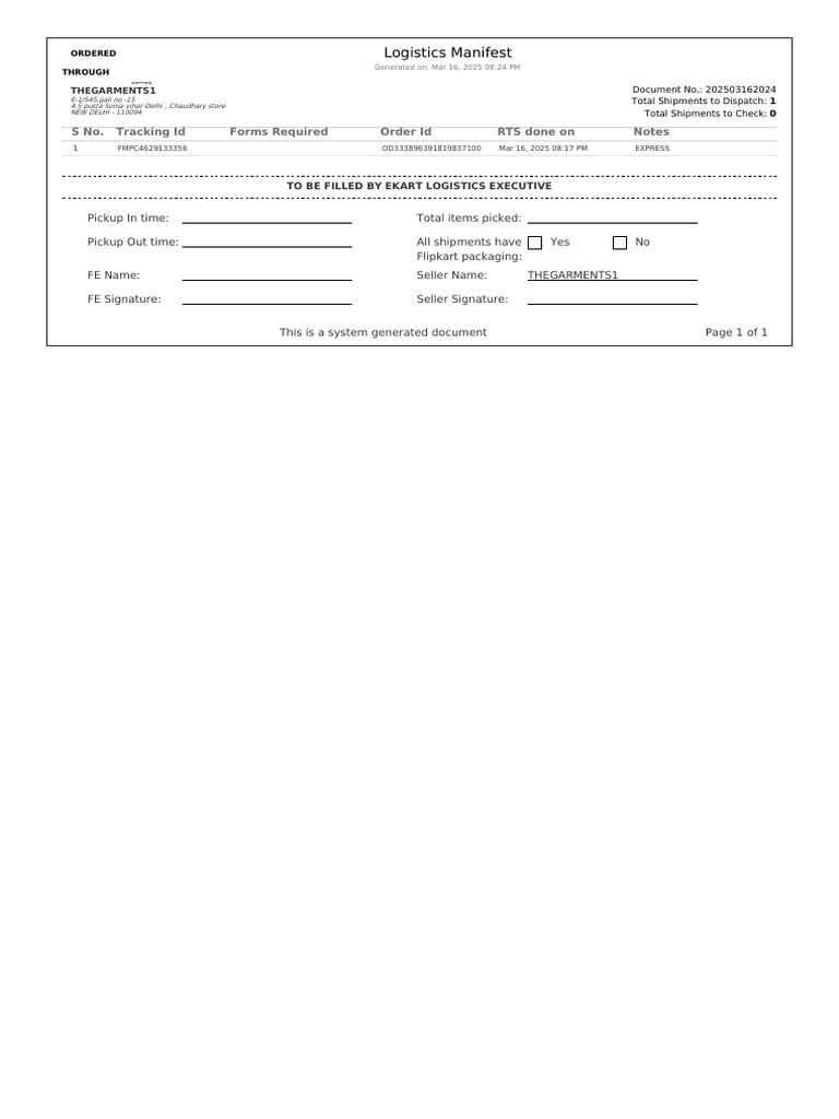 Manifest Logistics | PDF