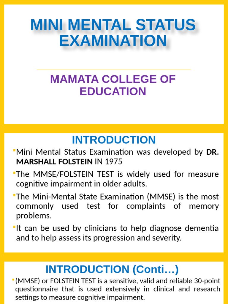 Mini Mental Status Examination Guide | PDF | Cognitive Psychology ...