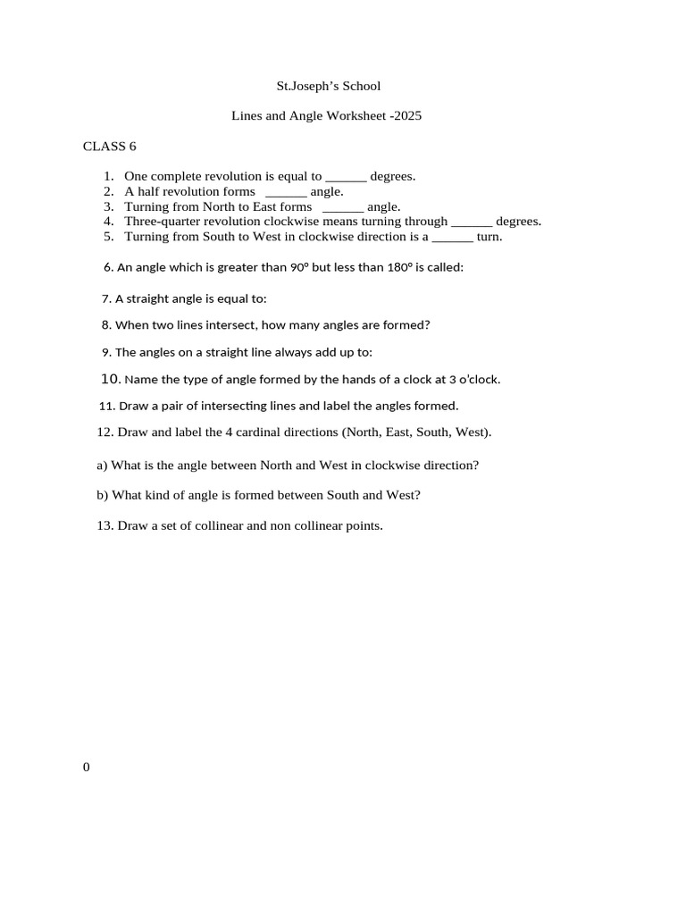 Work Sheet Class 6 25-4-1 | PDF