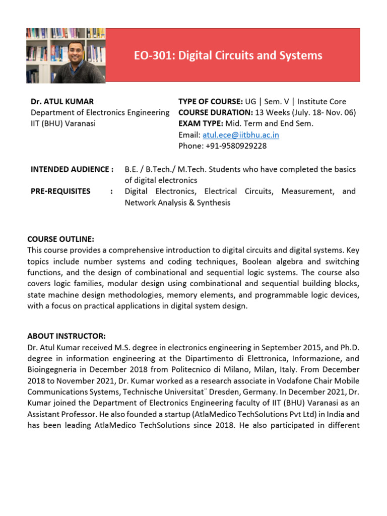 Syllabus - EO-301 Digital Circuits and System | PDF | Digital ...