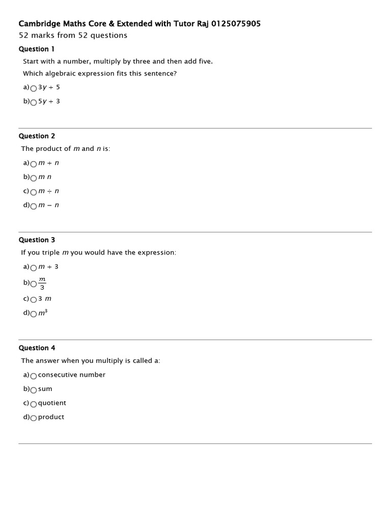 Making Sense of Algebra Part I With Tutor Raj 0125075905 | PDF ...