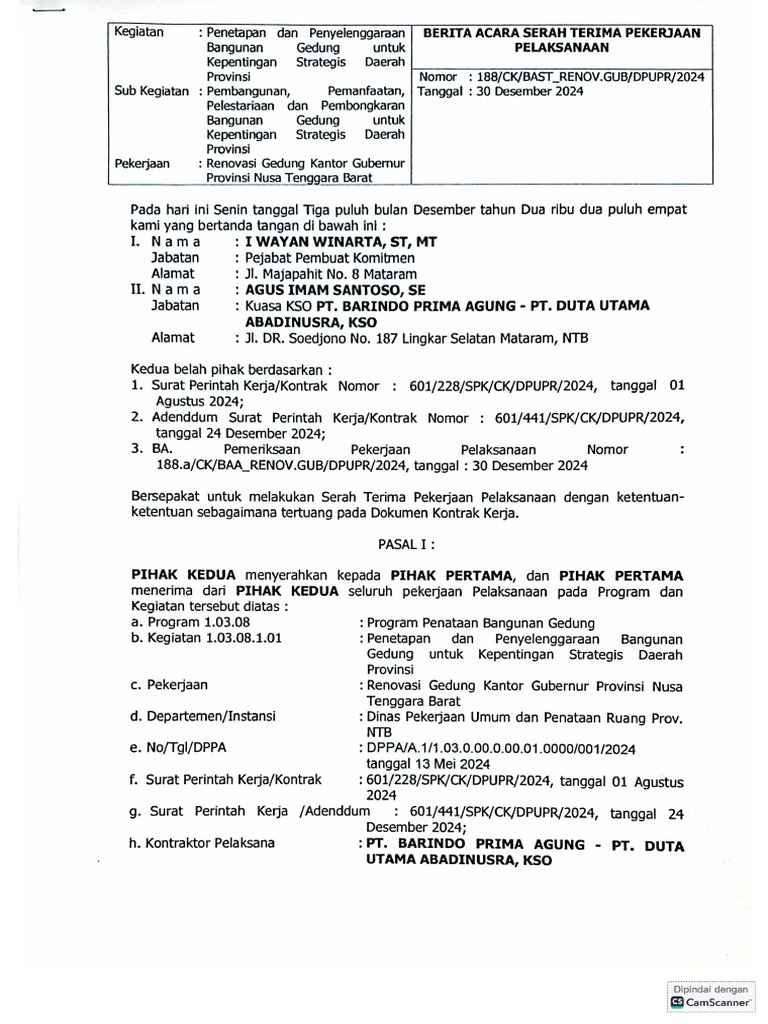 BAST Kantor Gubernur | PDF