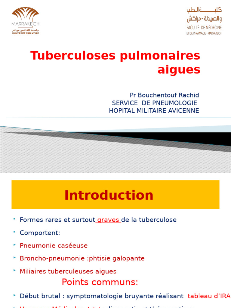 TB Pulmonaire Aigue Cours | PDF | Tuberculose | Pneumonie