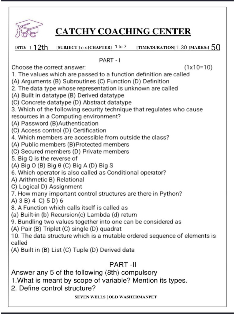 12th STD - Computer Science - CCC | PDF