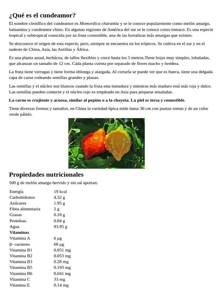 Beneficios y usos del cundeamor | PDF
