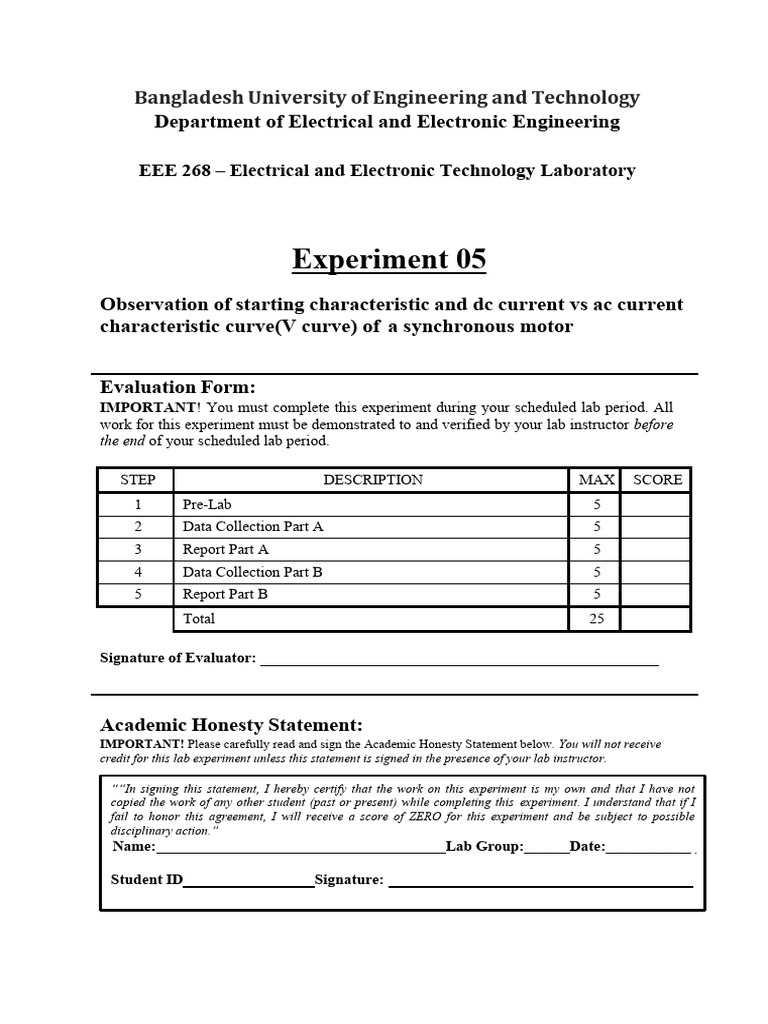 Exp 5 Synchronous Motor | PDF | Electric Motor | Manufactured Goods