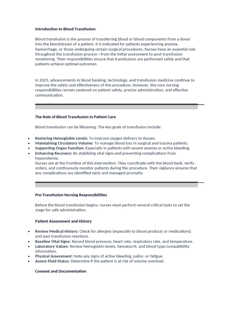 Introduction To Blood Transfusion | PDF | Blood Transfusion ...