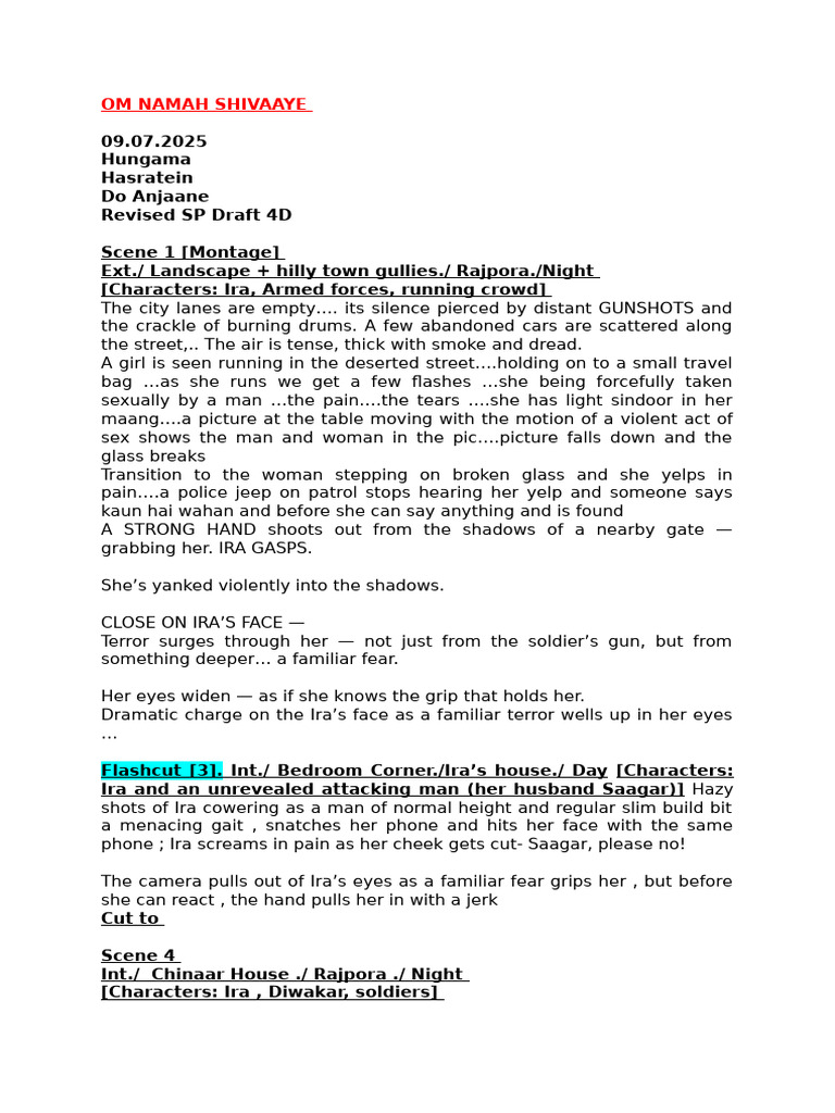 Hasratein - Do Anjaane - SP Draft 4 D - PLTFM FDBK Incrptd - 10072025 | PDF