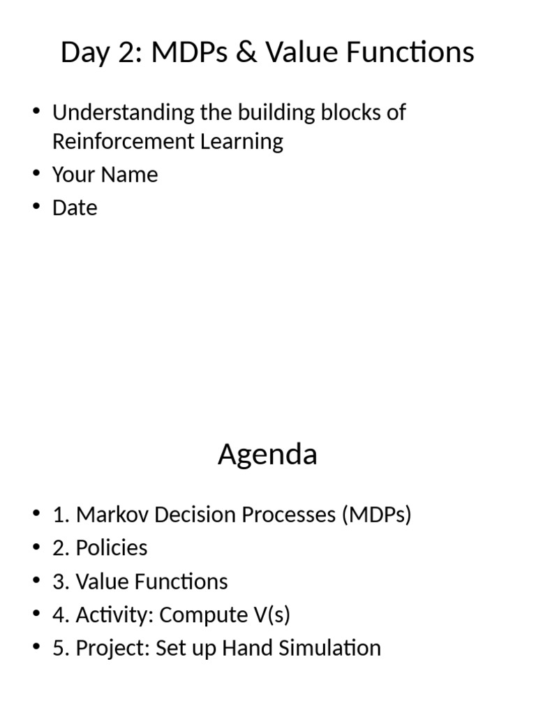 MDPs and Value Functions in RL | PDF | Algorithms | Applied Mathematics