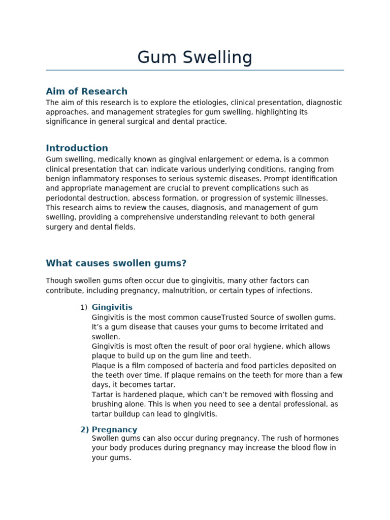 Gum Swelling | PDF | Oral Hygiene | Periodontology