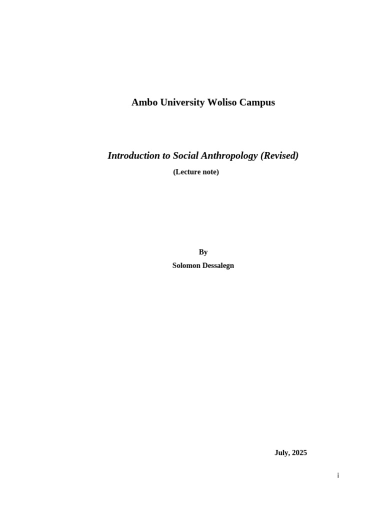 Anthropology Lecture Note Revised 2023 | PDF | Marriage | Kinship