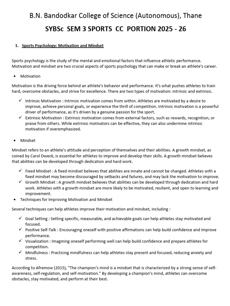 Sy Sports CC Sem 3 Portion 2025-26 | PDF | Food Energy | Strength Training