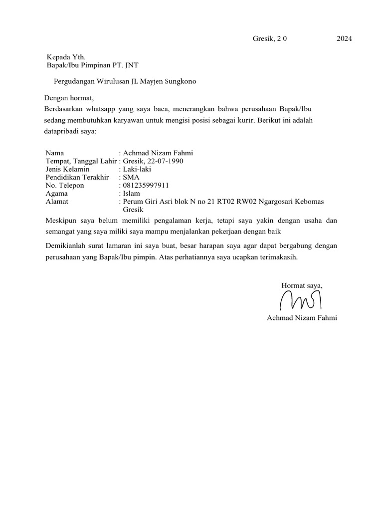 Lamaran Kerja Ku | PDF