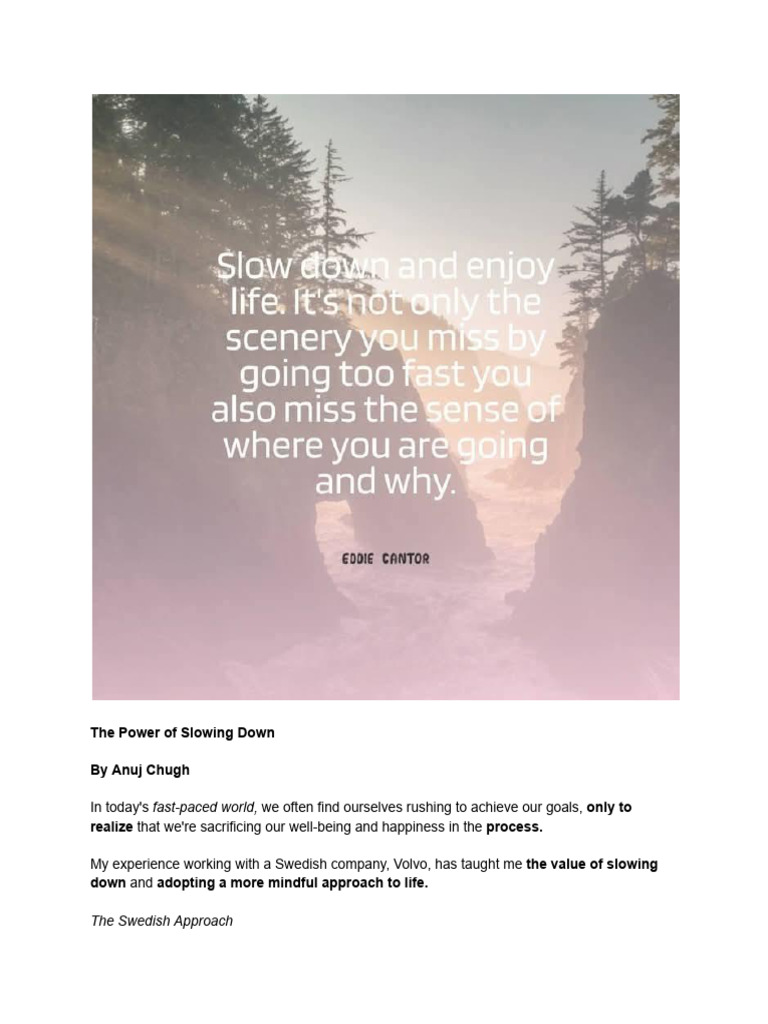 The Power of Slowing Down | PDF