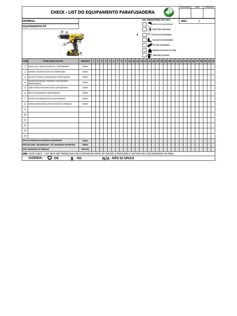 758652209-checklist-PARAFUSADEIRA-A-BATERIA | PDF
