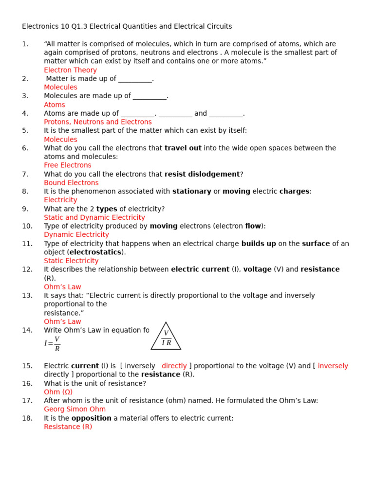 Grade 6 Electric Circuits Guide | PDF | Electric Current | Volt