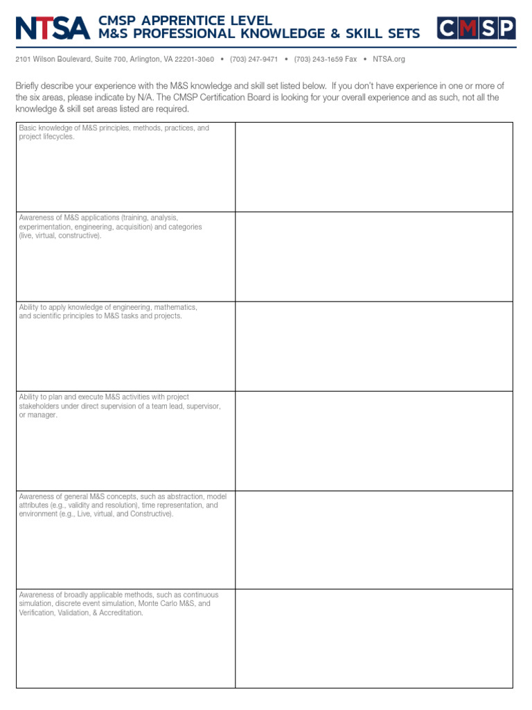 CMSP Apprentice Level Form | PDF