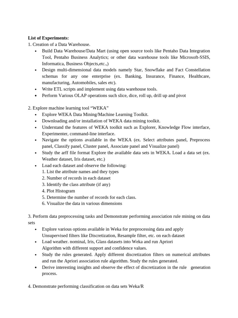 DWDM LAB PROGRAMList of Experiments | PDF | Cluster Analysis | Data Warehouse