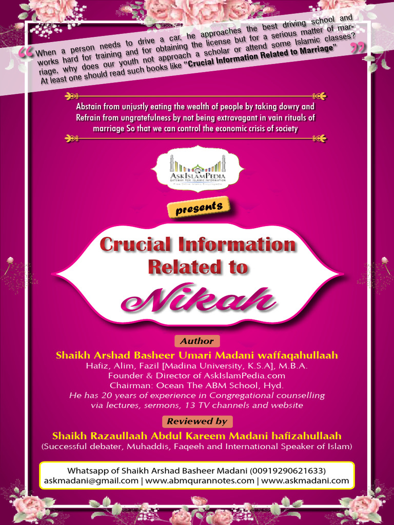 Book On Nikah, Marriage - Arshad Basheer Madani | PDF | Sharia ...