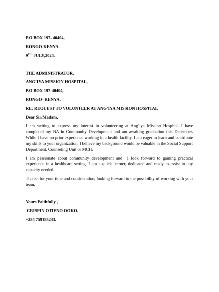 Application Letter (Ang'Iya) | PDF