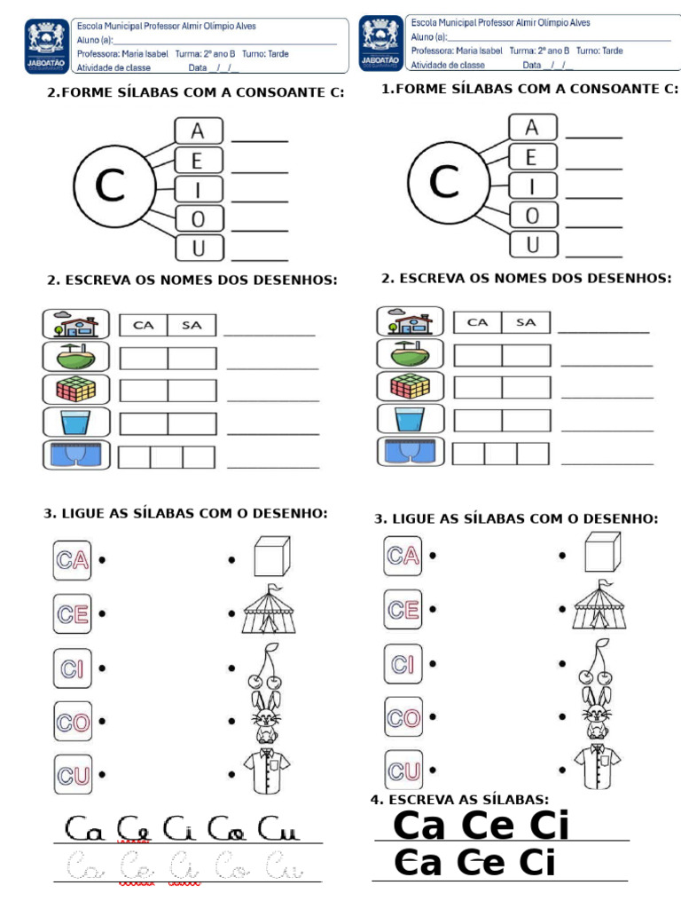 Atividades de Sílabas com Consoante C | PDF