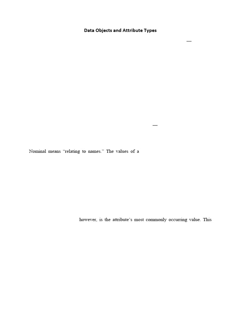 Data Objects and Attribute Types | PDF | Level Of Measurement | Quantity