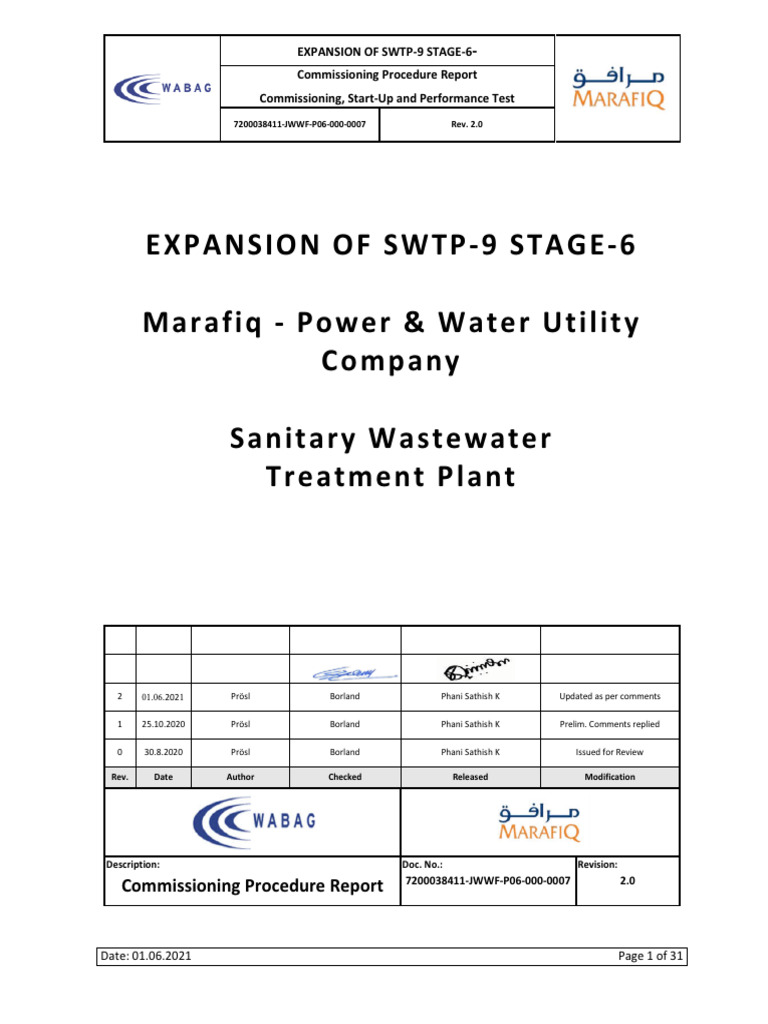 Commissioning Procedure Report Rev02 | PDF | Pump | Safety