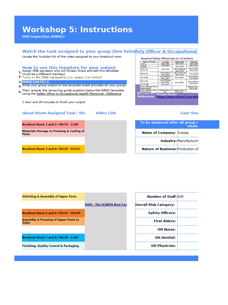 OSH Inspection Workshop Instructions | PDF | Personal Protective ...