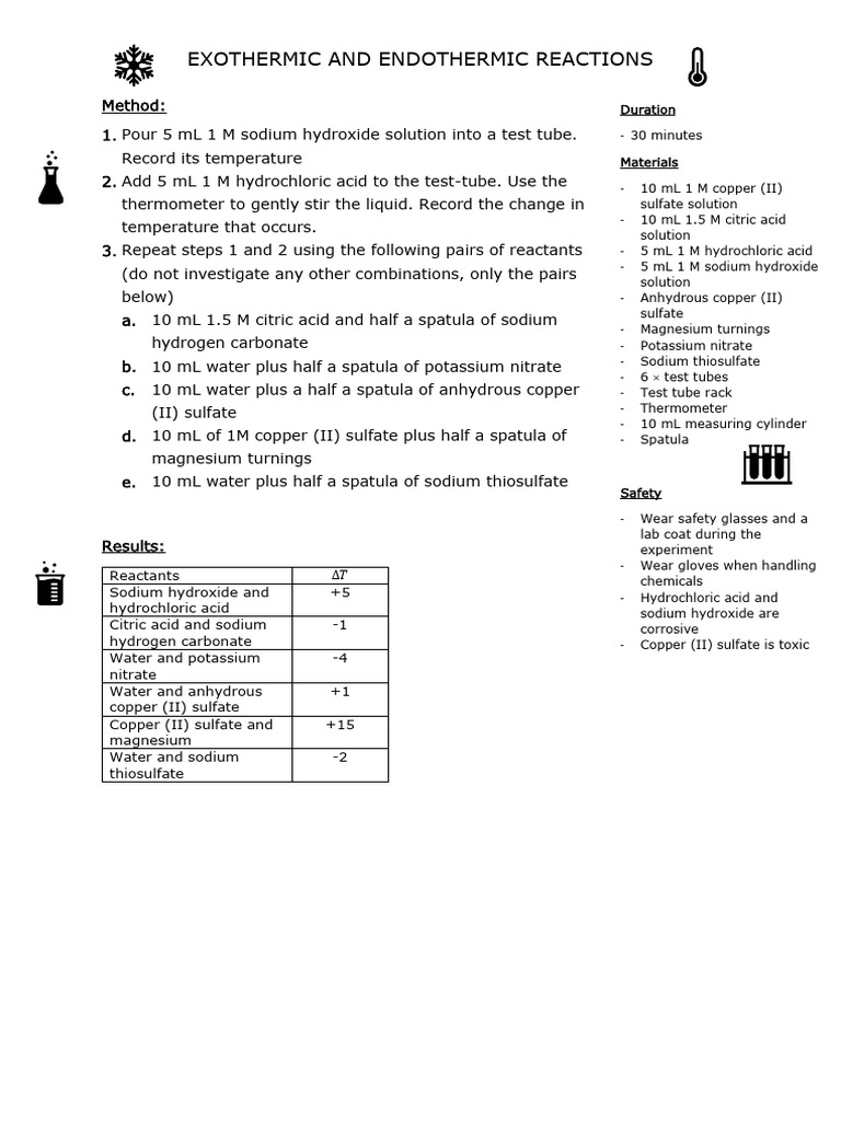 Exothermic and Endothermic Experiment | PDF | Chemical Reactions | Sodium