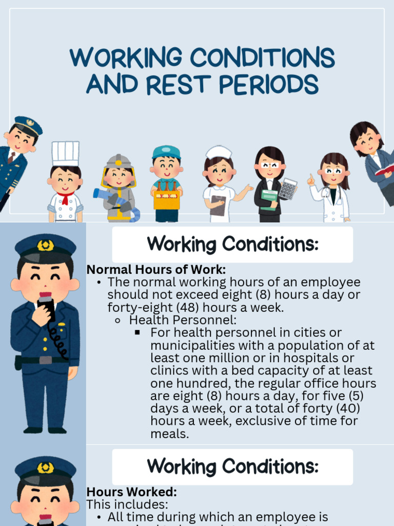 Working Conditions and Rest Periods | PDF | Employment | Parental Leave