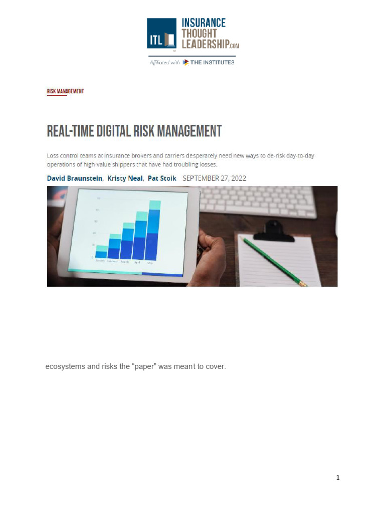 Real Time Digital Risk Management | PDF | Supply Chain | Insurance