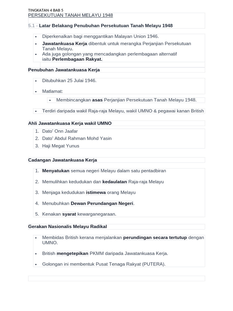Form 4 Sejarah Bab 5 | PDF