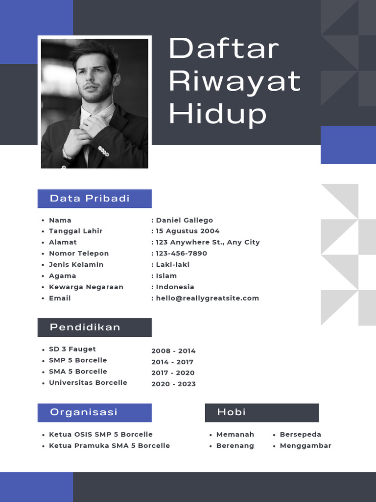 Abu Putih Biru Modern Profesional Daftar Riwayat Hidup A4 | PDF
