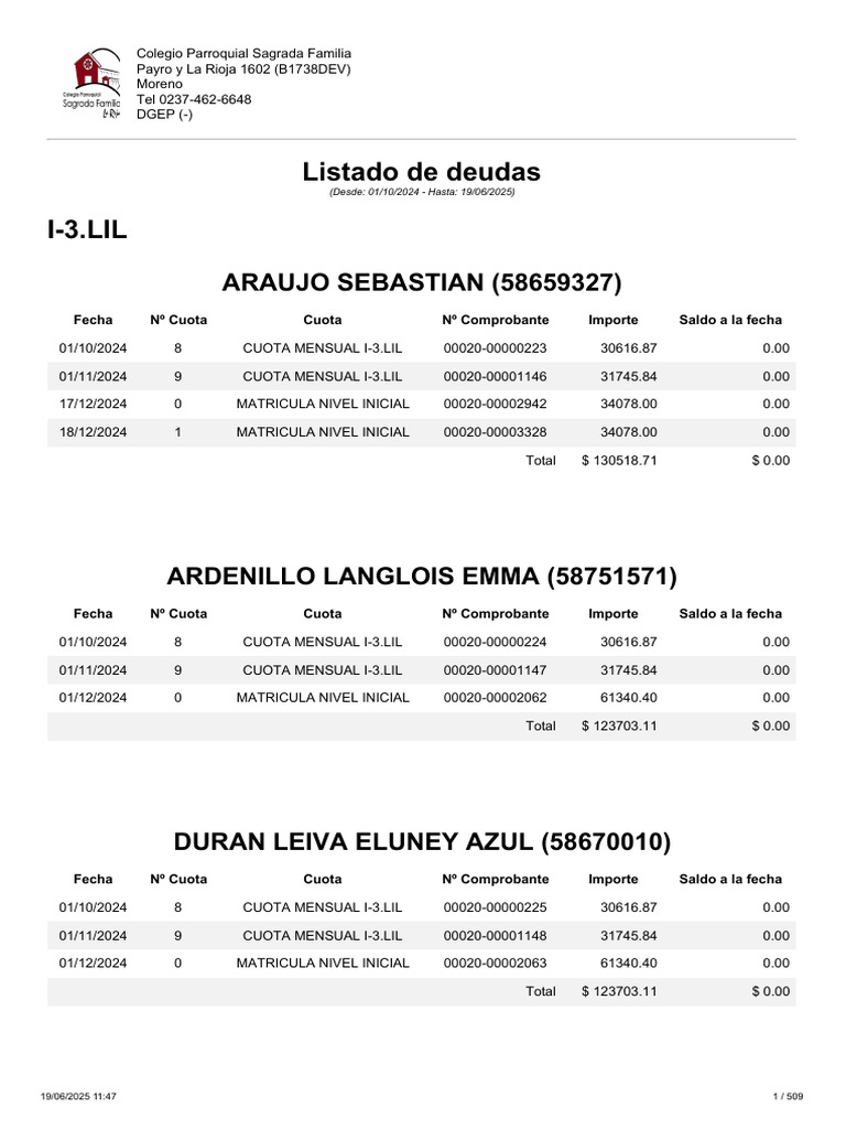 Listado de Deudas A La Fecha | PDF