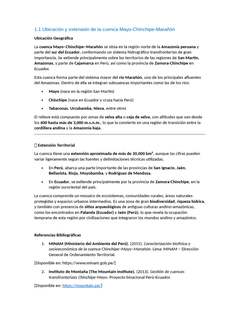 Cuenca Mayo Chinchipe y Marañon | PDF | Perú | Agricultura