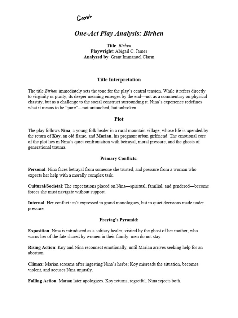 Grant Immanuel Clarin-Oneactplay | PDF | Plot (Narrative)