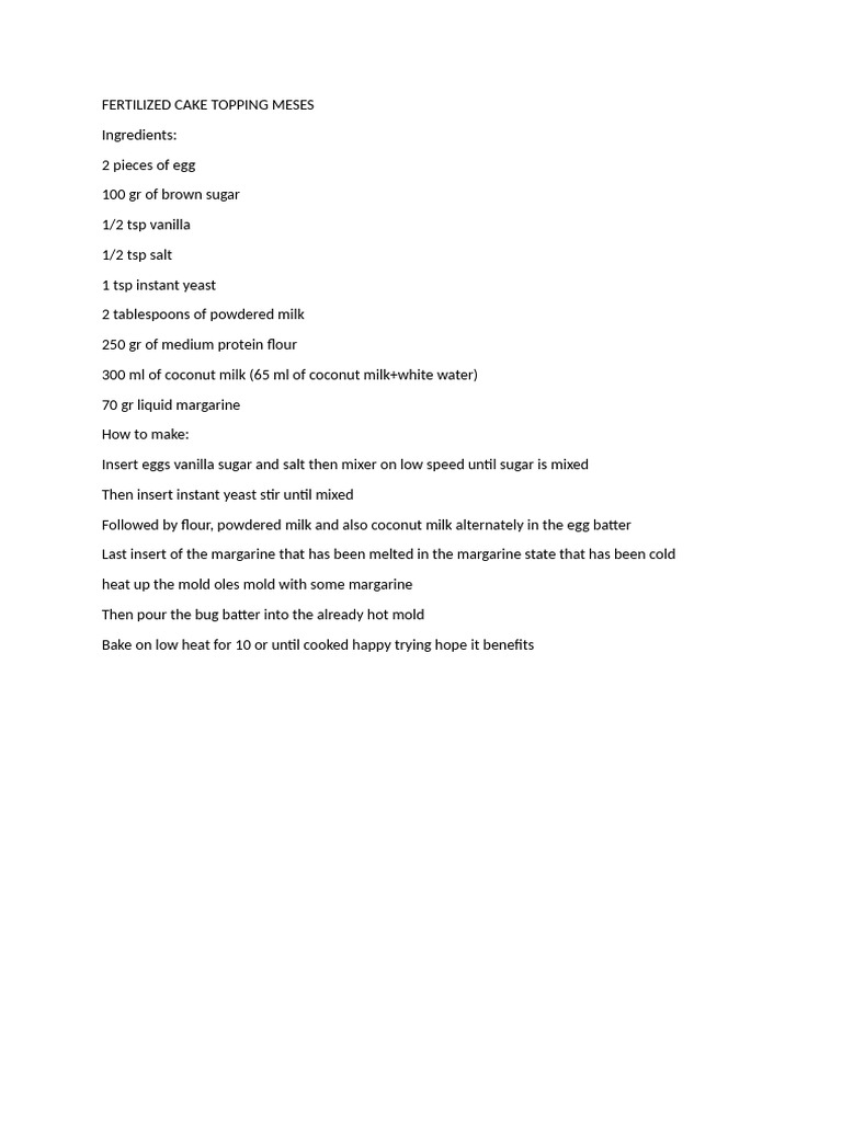 Fertilized Cake Topping Meses | PDF