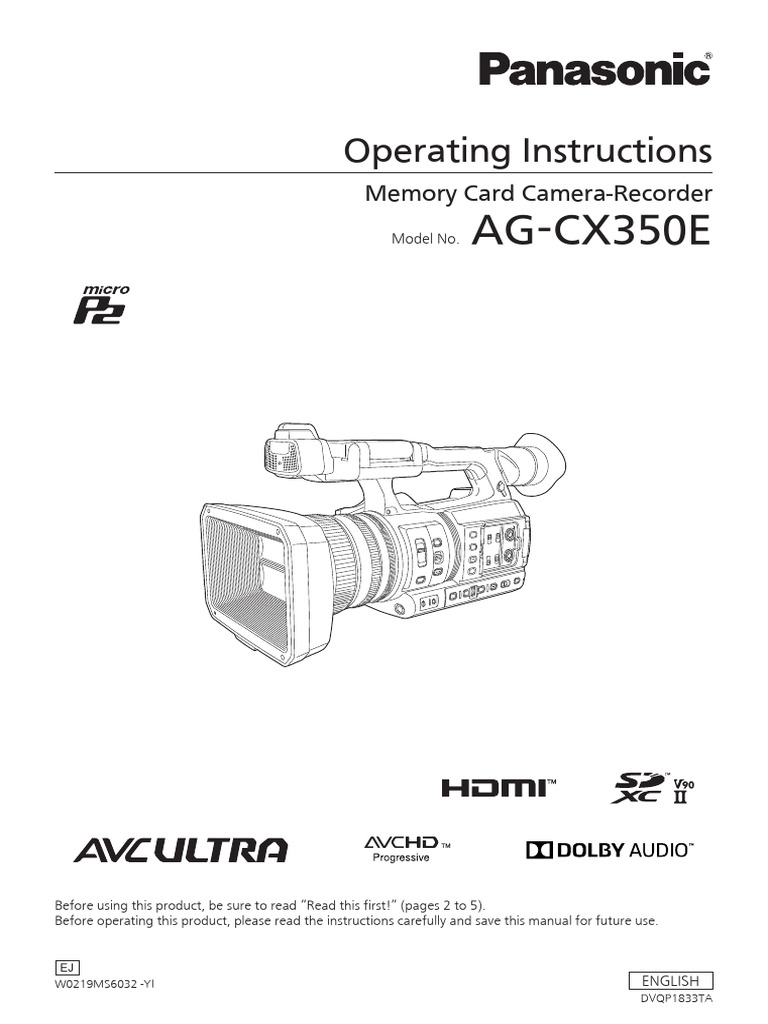 AG-CX350E Camera-Recorder Manual | PDF | Computer Monitor | Camera
