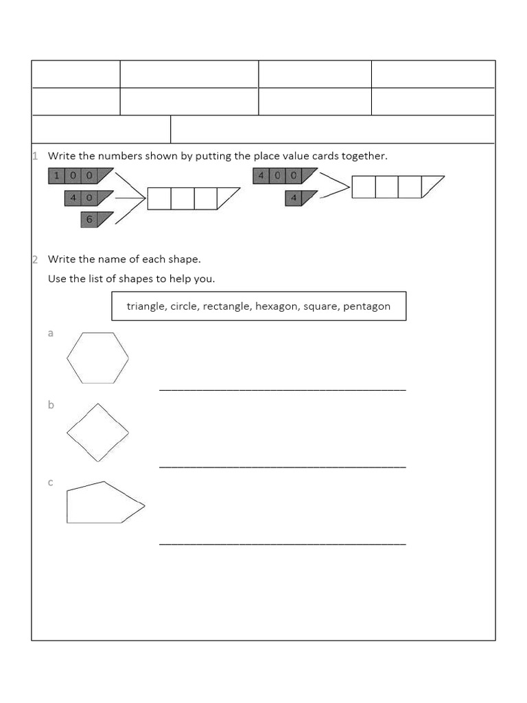 Grade IV Math Worksheet 2025-26 | PDF | Shape | Geometry
