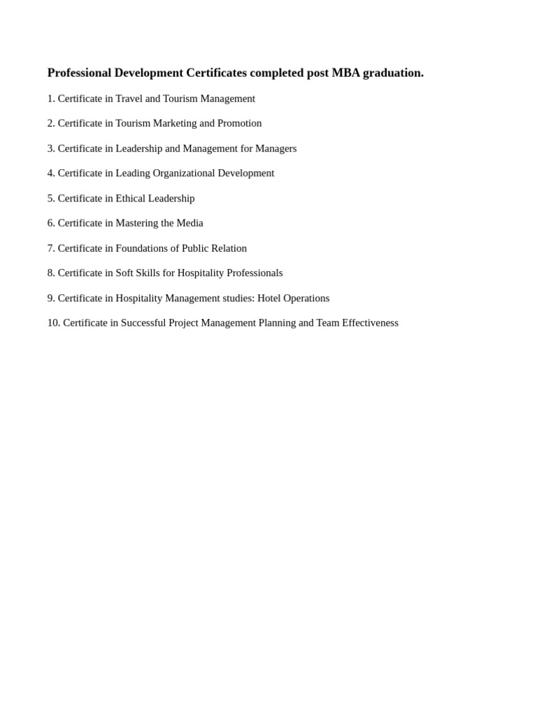 List of Professional Development Certific | PDF